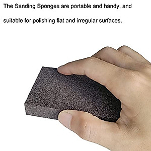 Tonmp 6 Pack 60 Grit Coarse Sanding Sponge, Washable and Reusable Great for Pot Brush Pan Brush Sponge Brush Glasses Sanding Wood Sanding Metal Sanding (60 Grit-6 Pack)