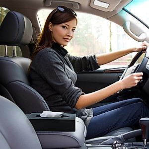 Y-in Hand Tissue Box Cover, Rectangular Black Wall Mounted Facial Paper Holder Dispenser, Prefert for Storage on Bathroom Vanity, Kitchen, Night Stand, Countertops Office and Car.