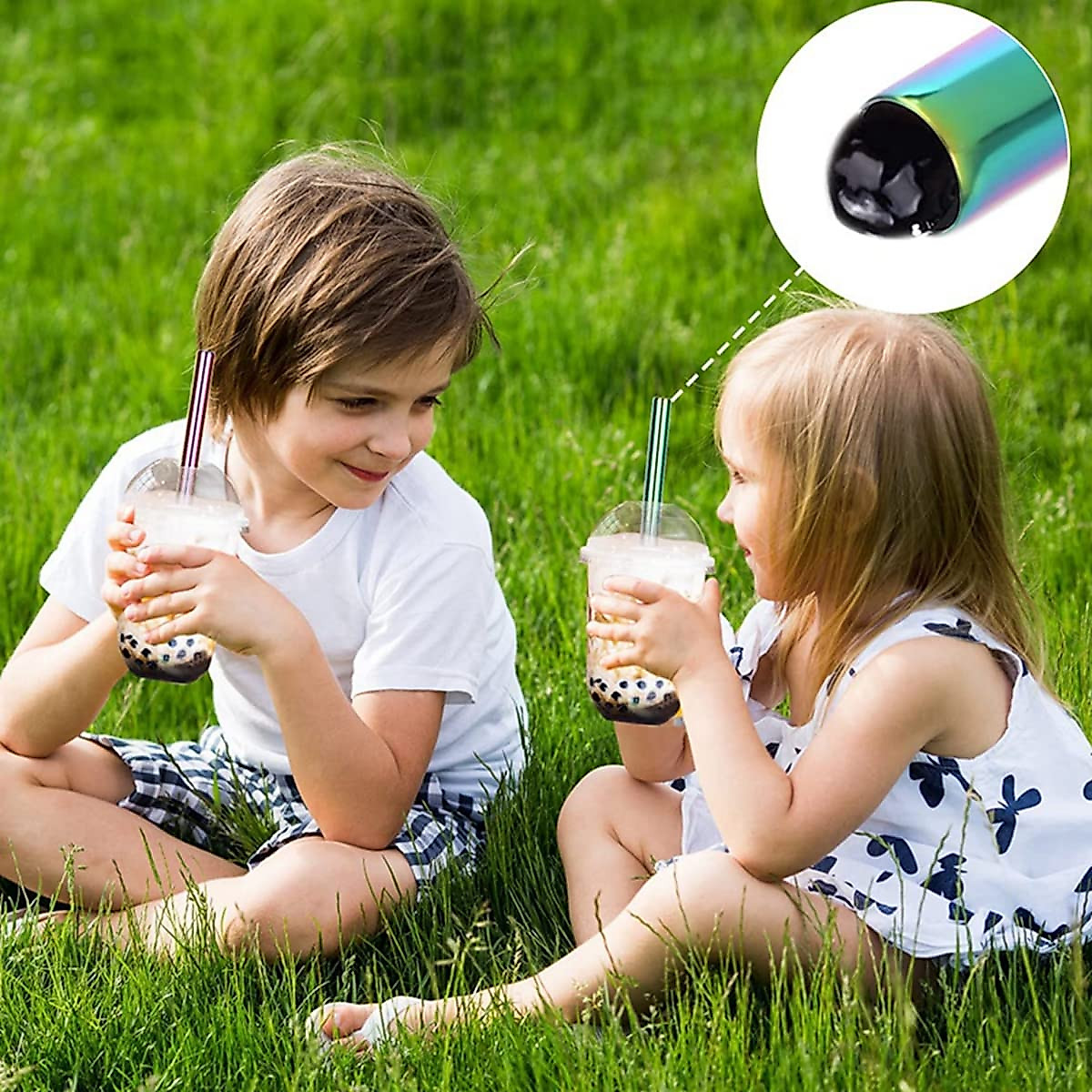 15pcs Reusable Metal Straws with 5 Cleaning Brushes - 18/8 Stainless Steel Straws with 5 Straight 5 Bent 5 Boba Straws - Eco Friendly Drinking Straws with Case for Party Drinkware (Gold)