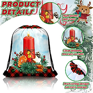 Boao 24 Pcs Christmas Gift Bags Christmas Drawstring Gift Bags Holiday Drawstring Bags for Xmas Holiday Presents Party Favor Wrapping Decorations Supplies