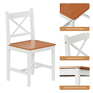 5-Piece Dining Table Set for 4 Person, Kitchen Dinner Table and 4 Chairs (Natural)