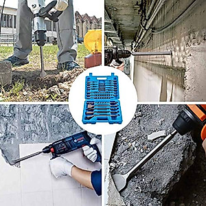 17pcs Rotary Hammer SDS Plus Drill Bits & Chisel Set, SDS Plus Concrete Masonry Drill Bit Set with Storage Carrying Case