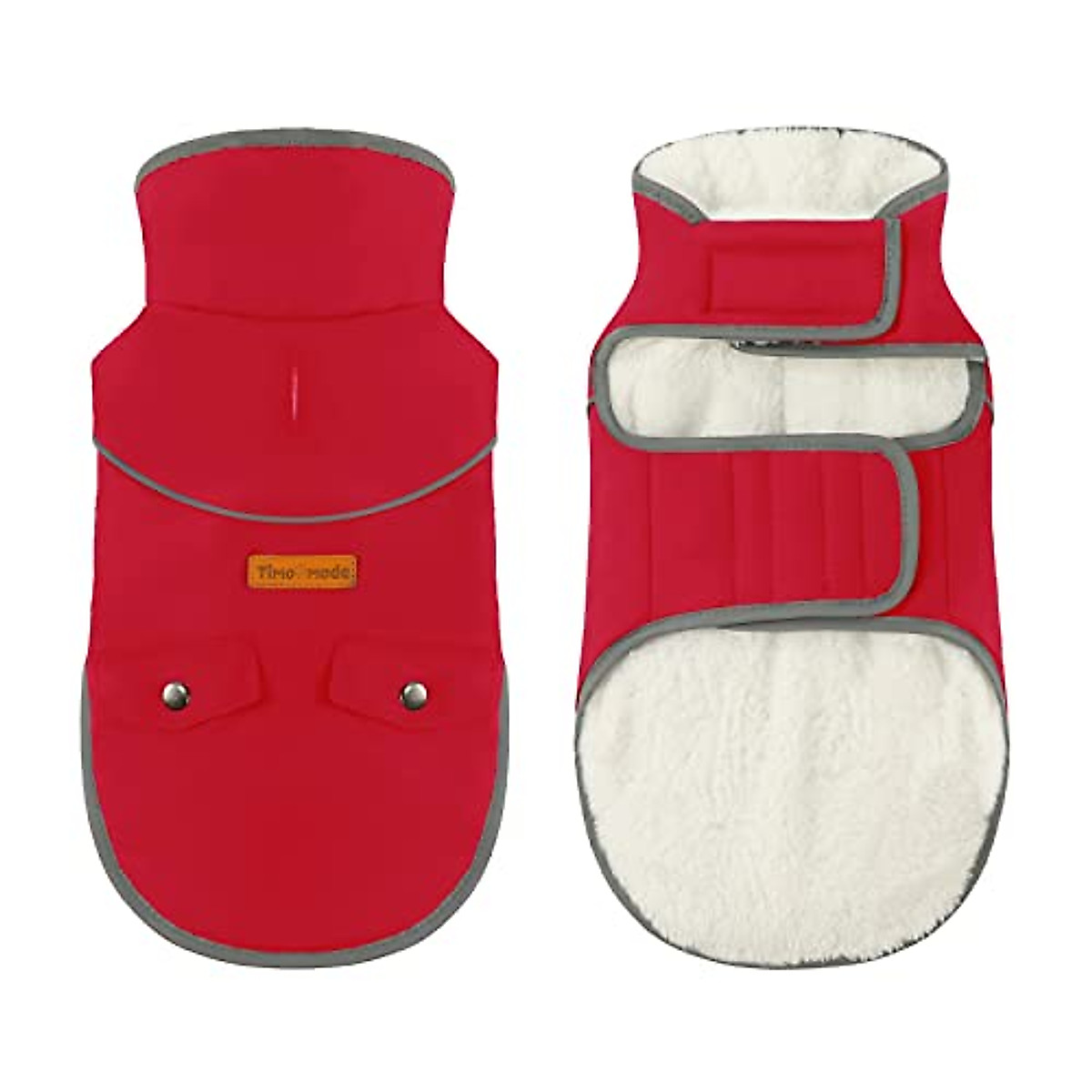 Dog Winter Coat Jacket, Dog Cold Weather Coats Vest, Warm Fleece Lining Dog Snow Coat for Small Medium Large Dogs Red M