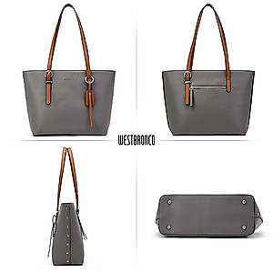 WESTBRONCO Vegan Leather Purses and Handbags For Women,Travel Tote bag Large Shoulder Bag with zipper