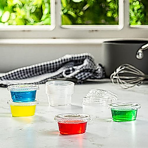 Comfy Package [50 Sets] 2 oz. Plastic Portion Cups With Lids, Souffle Cups, Jello Shot Cups