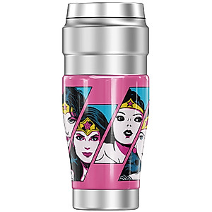 THERMOS Wonder Woman Through The Ages OFFICIAL Through The Ages STAINLESS KING Stainless Steel Travel Tumbler, Vacuum insulated & Double Wall, 16oz