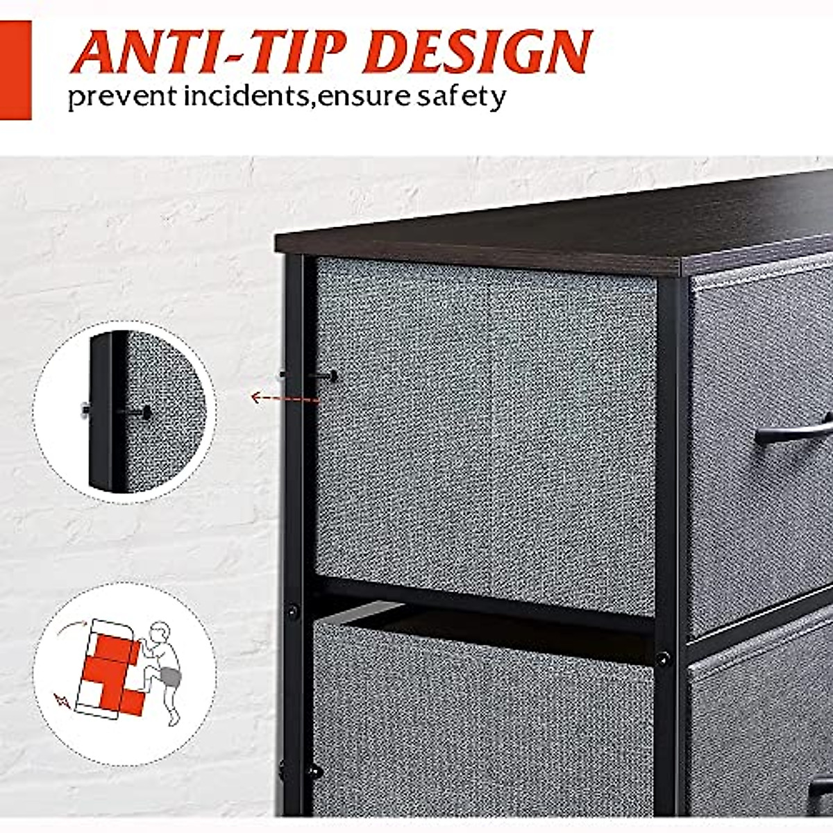 n/a 9-Drawer Dresser Fabric Storage Tower for Bedroom Nursery Entryway Closets Tall Chest Organizer Unit with Steel Frame