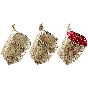 HYDDNice 9PCS Wall Hanging Storage Bags Mini Cotton Linen Storage Basket Foldable Organizer Box Decorative Hanging Bag