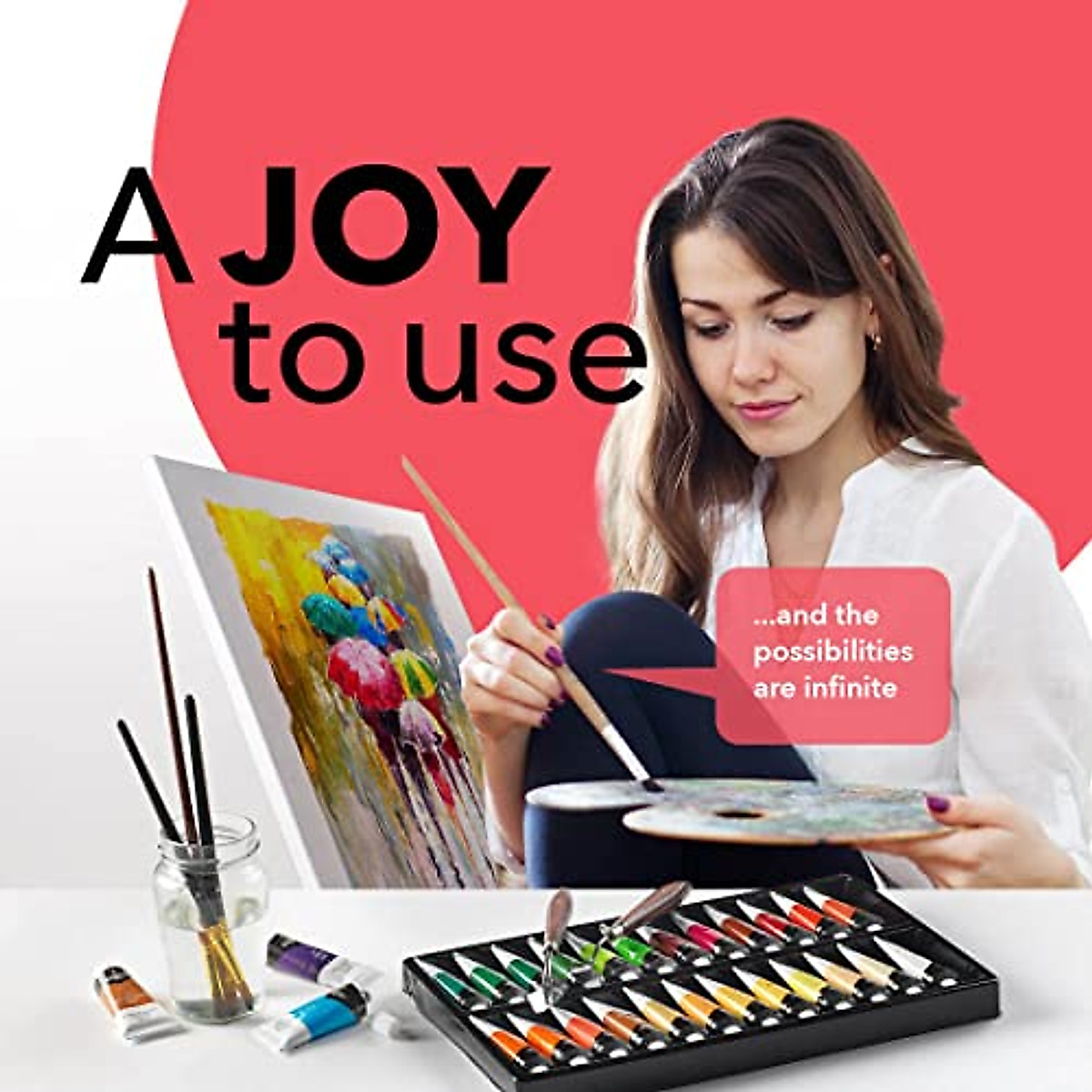 Castle Art Supplies 48 x 22ml Acrylic Paint Set | All-inclusive Set for Beginners, Adult Artists | Premium Quality Intense Colours | Smooth to Use on Range of Surfaces | In Impressive Presentation Box