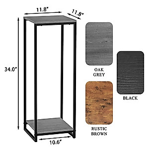 JEPRECO 34" Tall Plant Stand Indoor, 2-Tier Modern Plant Shelf, Corner Flower Pot Holder Organizer for Living Room Balcony Patio Garden (Oak Grey)