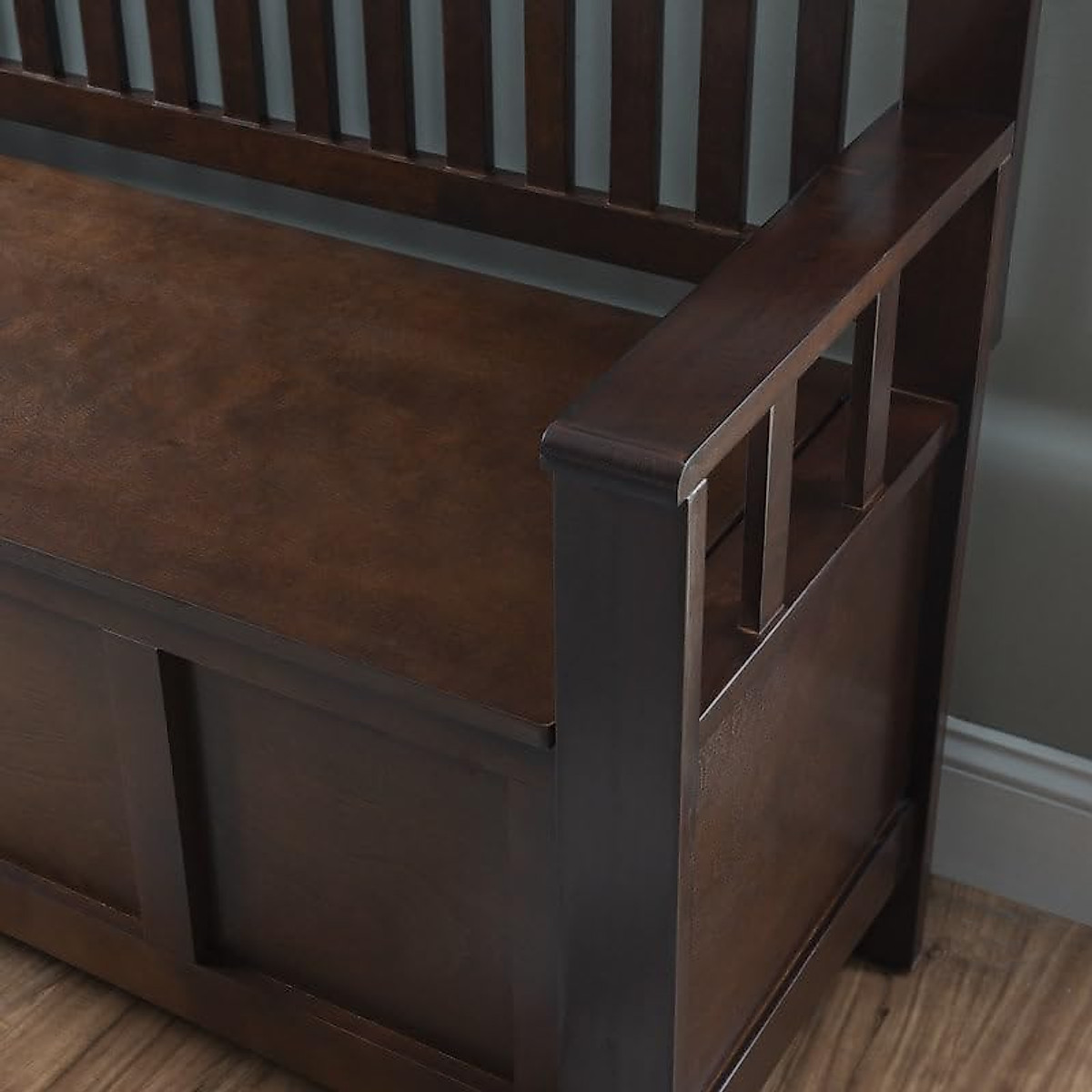 Copper Grove Migdalia Flip Top Slat Back Storage Entryway Bench White Painted