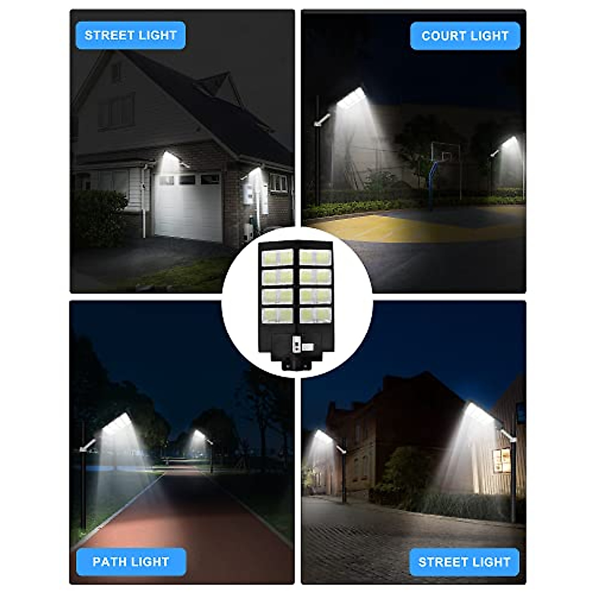 FRAPOW 2 Pack of 600W Solar Street Light Outdoor, 60000LM Waterproof Parking Lot Commercial Light with Remote Control and Motion Sensor, Dusk to Dawn Flood Light for Garden Yard Path