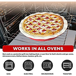 Oven Liners for Bottom of Oven, Silver 17" x 25" - Premium Large Thick Oven Mats, Heavy Duty Oven Liners for Bottom of Electric Oven, Gas Oven, Microwave, etc. - Non Stick Teflon Oven Liners (4-Pack)