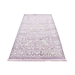 Unique Loom Traditional Classic Intricate Design Distressed Vintage Detail, Area Rug, 4 ft x 6 ft, Purple/Ivory