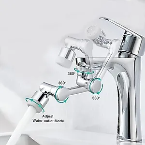 mofgkuz 1080° Swivel Faucet-Extender Sink, Splash Faucet Sprayer Aerator, Wash Hand/Hair/Face, Bathroom & Kitchen Sink with 2 Water Outlet Modes,Silver,1Pcs
