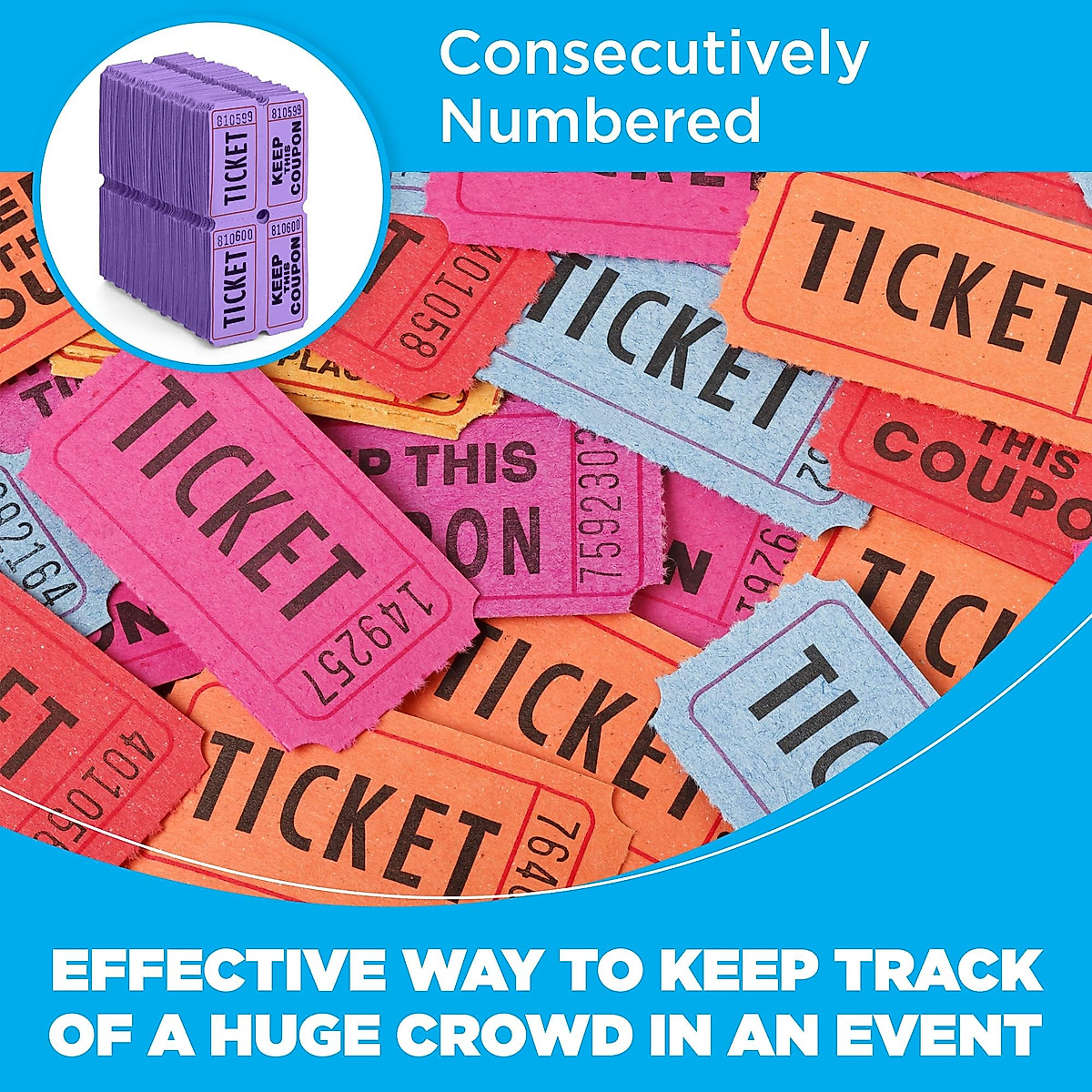 HENRY DOTS 50/50 Double Raffle Tickets - Orange - 100 Ticket Count Per Pack - Easy Tear Away Stubs for Contact Info - Raffle Drum Tickets for Drinks, Carnival, Chinese Auction, Events