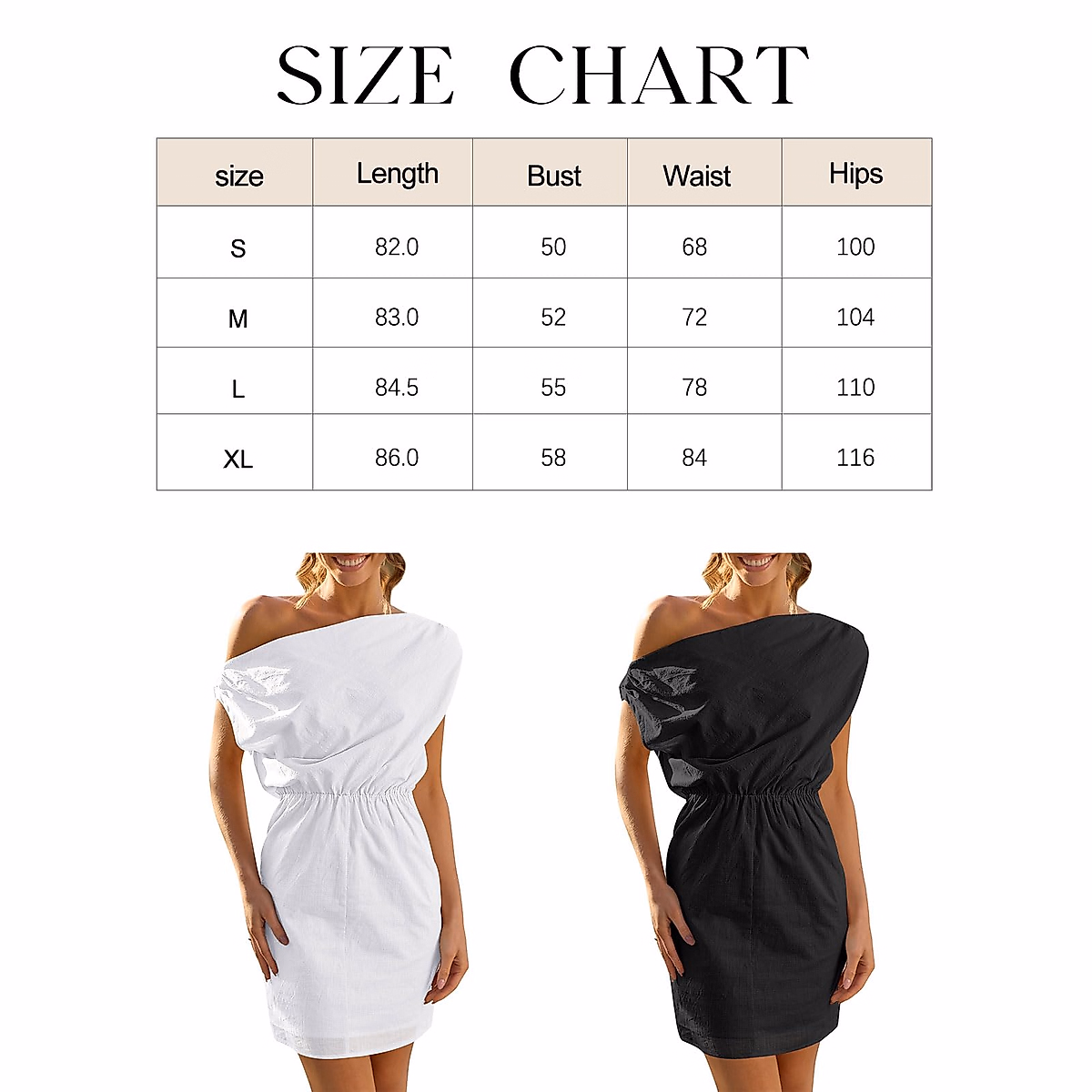 LILLUSORY Summer Dresses for Women 2023 Trendy A-Line One Sleeve Ladies Dresses Vacation Beach Dress Beige S