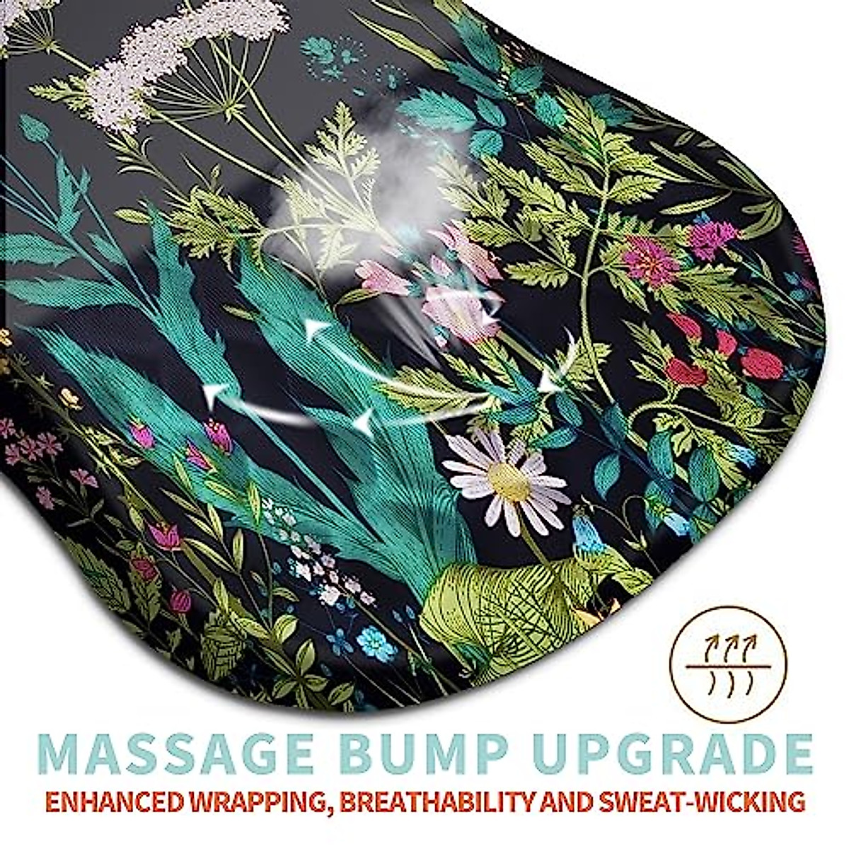 Kuosgm Large Ergonomic Mouse Pad Wrist Support with Gel Massage Bump, Carpal Tunnel Pain Relief Mousepad Wrist Rest for PC & Wireless Mouse, Memory Foam Wrist Pad for Mouse(12x8 inch, Midnight Floral)