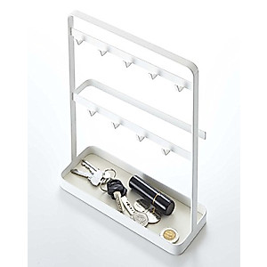 Yamazaki Stand Home Rack-Modern Hook Organizer Stand | Steel | Key Storage, One Size, White