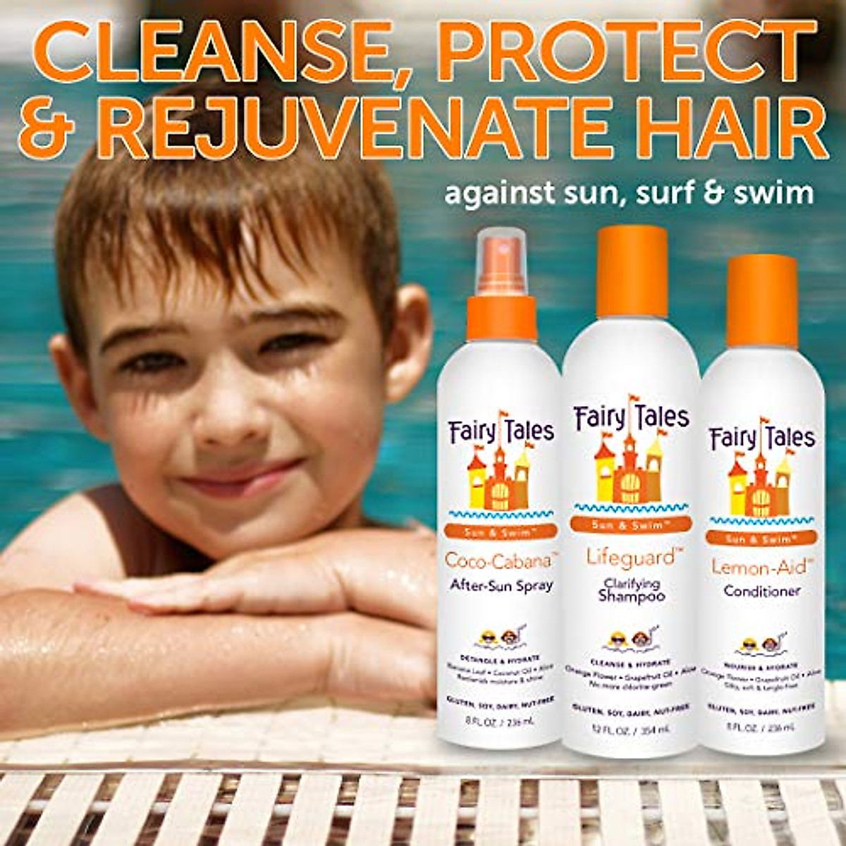 Fairy Tales Swim Shampoo 12oz and Conditioner 8oz for Kids | Made with Natural Ingredients in the USA | No Parabens, Sulfates, or Synthetic Dyes