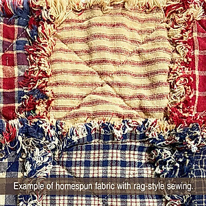 Primitive Red & Tea Dye Ticking Stripe Homespun Cotton Fabric by JCS - Sold by The Yard