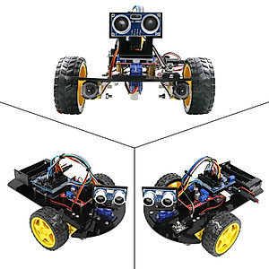 LAFVIN Smart Robot Car 2WD Chassis Kit with Ultrasonic Module R3 Board,Remote Compatible with Arduino IDE DIY Kit