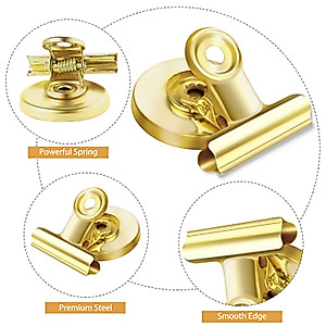 8 Pack Refrigerator Magnets Fridge Magnets Magnetic Clips Heavy Duty Magnetic Clips Perfect for Refrigerator Whiteboard Magnets Photo Displays Home School Use(Gold)