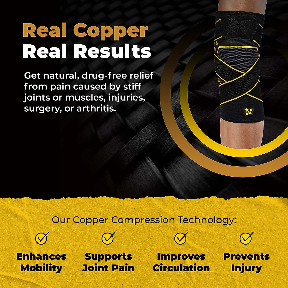 CopperJoint Copper Compression Knee Brace With Straps - For Arthritis Pain, Meniscus, & ACL Support - Knee Support for Sport & Everyday Activities - Adjustable & Breathable Design Medium