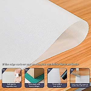 Hersvin Shelf Liners 24 in x 20 ft EVA Drawer Mats, Non-Adhesive Cupboard Pad, Kitchen Cabinet Lining Fridge Cushion (Transparent Diamond, 61x610cm)