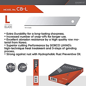 2 Pack, DORCO Professional Quality Utility Box Cutter Knife Replacement Refills - Large Size Carbon Steel Blade, 60° Tip - 18mm (20 Pcs.)