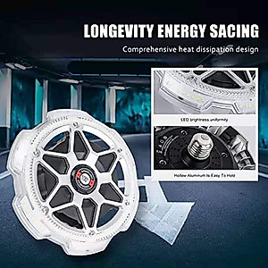 PINSAI LED Garage Light,Super Bright Screw in Aluminium E26/E27 Ceiling Shop Lamp, 120W High Lumen Multi Point Illumination Basement Bulb Fixture,Commercial Bay Lighting for Workshop, Atti