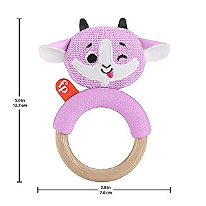 Fisher-Price Knit Animal Teether - Pink Goat That's a Baby Rattle and Teether Toy