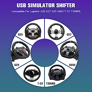 aikeec USB Simulator Shifter for ATS ETS Dust WRC Sim Racing Games H Sequential Shifter for Logitech G29 G27 G25 G920 T300RS/GT Steering Wheel PC Windows 7+R Sequential Gearshift Knob Black
