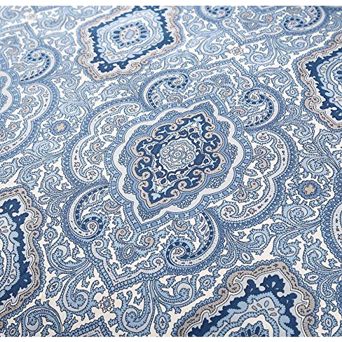 City Scene Duvet Cover Set Reversible Cotton Bedding with Matching Shams, All Season Home Decor, Twin, Milan Blue