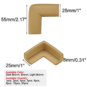 uxcell 2pcs Foam Furniture Desks Edge Cover Pads Protectors Corner Cushions Bumpers Guards Light Brown
