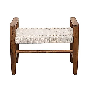 Bloomingville Teak Wood & Hand-Woven Cotton Rope, Natural Bench