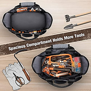 SITHON Gardening Tote (Bag Only), Garden Tool Kit Holder Home Organizer Storage Carrier with Handle 8 Roomy Pockets, Heavy Duty Wear Resistant for Indoor Outdoor Gardening (Gray/Black)