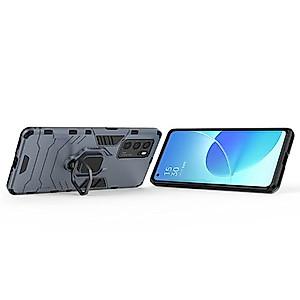 QiongNi Case for Oppo Reno 6 Pro 5G Case Cover,Magnetic Car Mount Bracket Shell Case for Oppo Reno 6 Pro 5G PEPM00 Case Blue