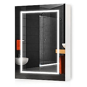 BURENMTO 20x28 Inch Bathroom Medicine Cabinet with Mirror and Lights Surface Led Medicine Cabinet 3-Color Wall Mounted Medicine Cabinet with Adjustable Shelf and Storage