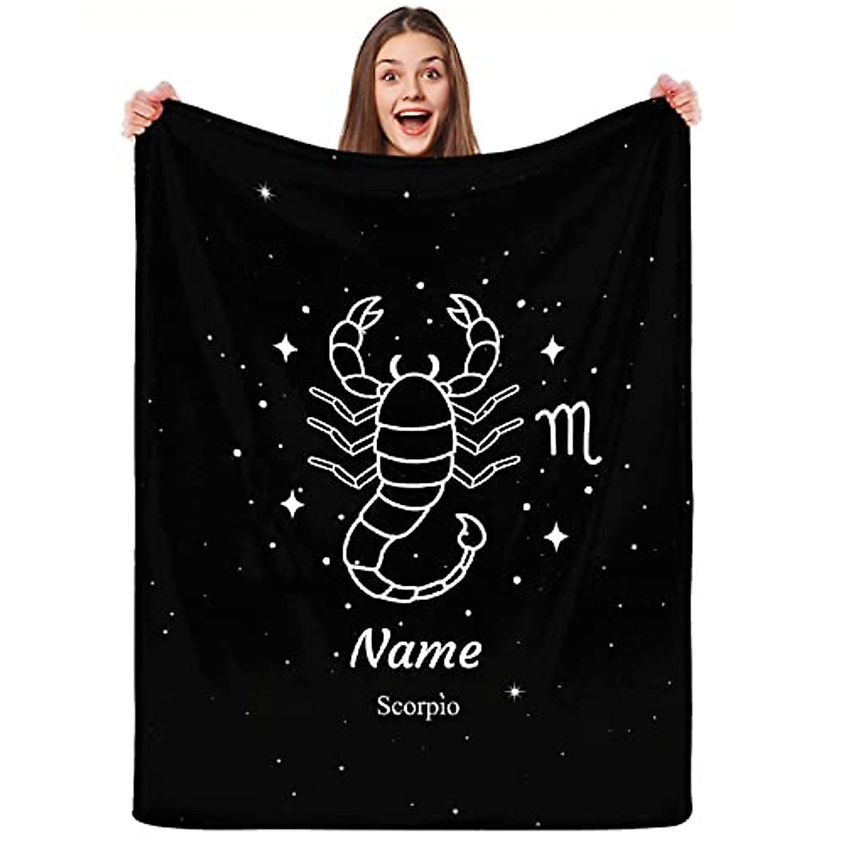 TERSTIN Custom Constellation Scorpio Blanket with Name Horoscope Zodiac Blankets, Birthday Souvenir Gifts Personalized Throw Blanket for Dad, Mom, Kids, Pets or Couples Extra Small 40"x30" for Pet