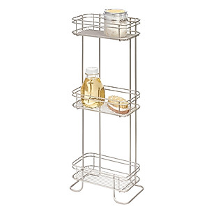 iDesign Weston 3-Tier Shower Shelf Organizer for Shampoo, Conditioner, Soap, Cosmetics, Beauty Products, 10.34" x 6.5" x 25.9", Satin