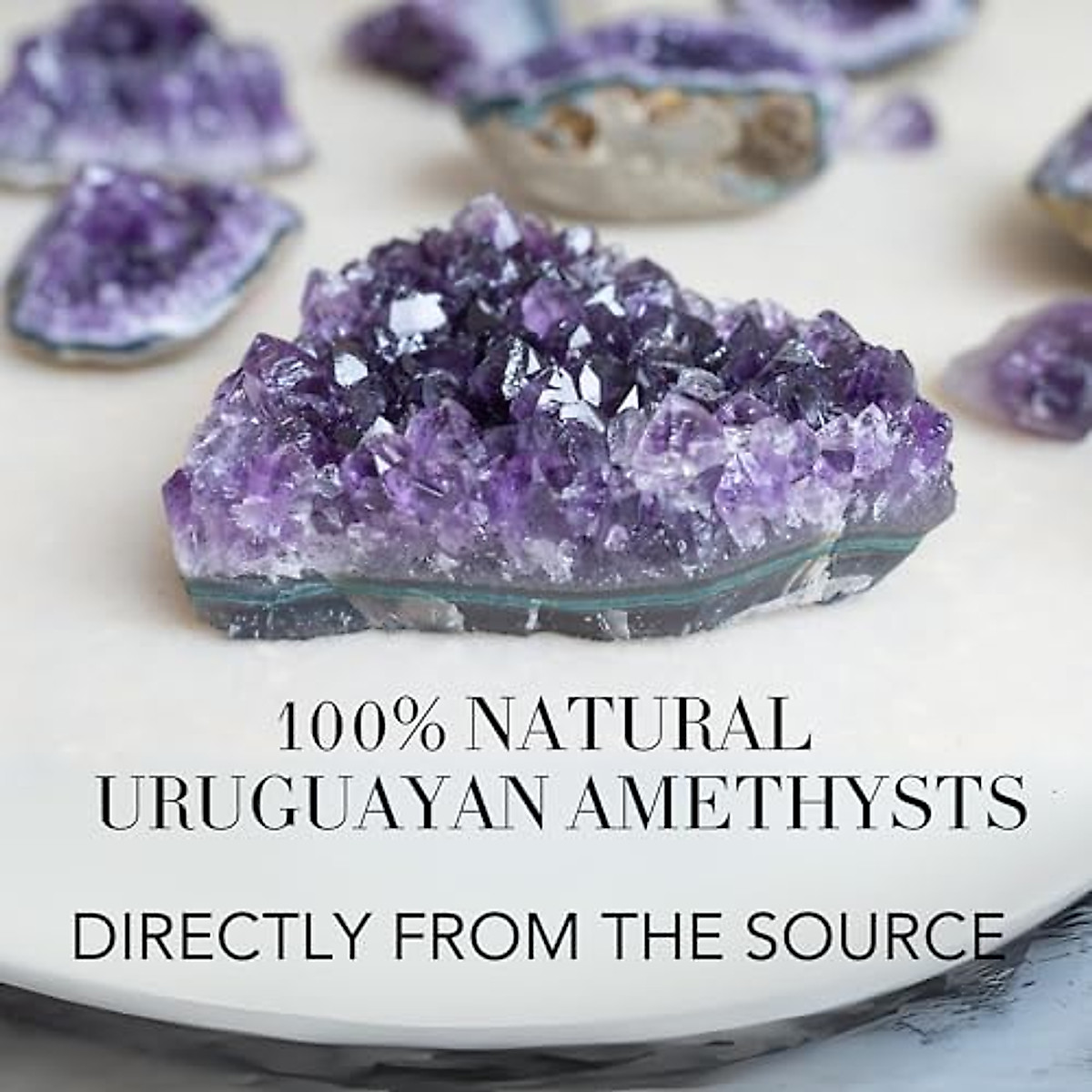 DEEP PURPLE PROJECT Amethyst Crystal Geode Spiritual Healing Rocks Cluster Quartz Stone (250 grams or less, Amethyst Purple)