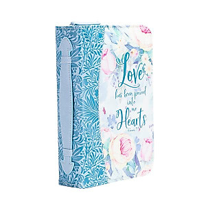 Divinity Boutique Bible Cover XXL - Blue Floral Love has Been Poured into Our Hearts - Romans 5:5