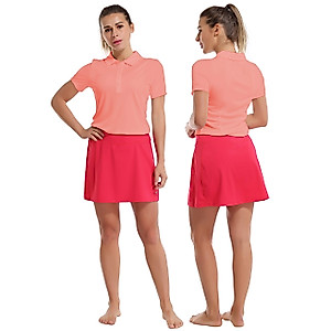 BUBBLELIME Women's Short Sleeve Polo Shirts UPF 50+ Quick Dry Moisture Wicking - Polo Neck Short Sleeve_CORAL Medium(1)