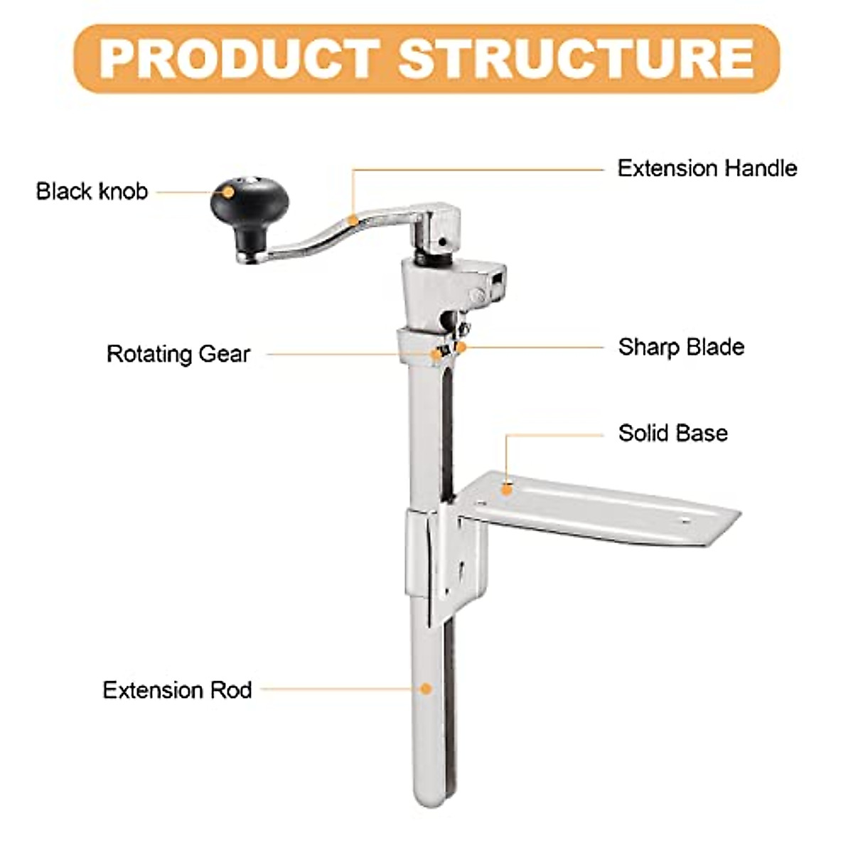 Commercial Can Opener Heavy Duty Manual Table Can Opener Industrial Manual Can Opener With Plated Steel Base for Restaurant Large Cans (Medium)