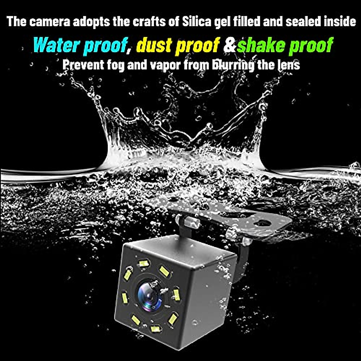 Vehicle Backup Camera, Rear View Reserve Camera with 8 LEDs Night Vision,170° View Angle, Waterproof for Car, Trucks, SU, RV, Pickup, Vans