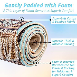 Sacred Artisans FAÍTH Turkish Prayer Mats | Ocean Blue, Soft Prayer Rug Made from Thick Cotton & Bamboo Blend & Fully Gift Ready