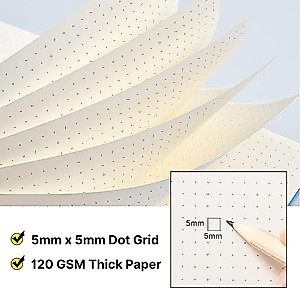 WORPICE Dotted Spiral Notebook - 3 Pack Bullet Dotted Journal A5, 5.7" x 8.3" Dotted Grid Journal, 70 Sheets/140 Pages Per Dotted Notebook, 120gsm Thick Dotted Paper, Green, Blue, Pink