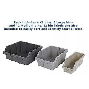 Heavy Duty Steel Wire Shelving Storage Unit, 7 Tier Bin Rack, Mobile Organizer for Garage, Warehouse, Office, Restaurant (36" W x 14" D x 56" H, 22 Bin)