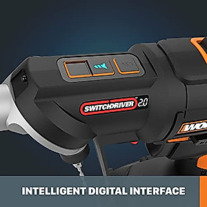 Worx Nitro 20V SwitchDriver 2.0, 2-in-1 Brushless Cordless Drill Driver, 2-in-1 Drill Set Rotatable Dual 1/4" Chucks, Compact Cordless Drill with Digital Torque Setting WX177L.9 – (Tool Only)